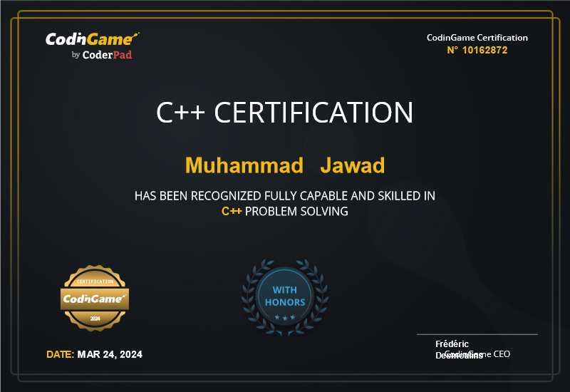 CodinGame Certification