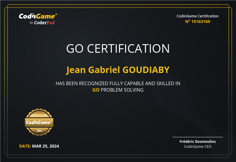 CodinGame Certification