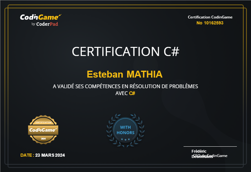 CodinGame Certification