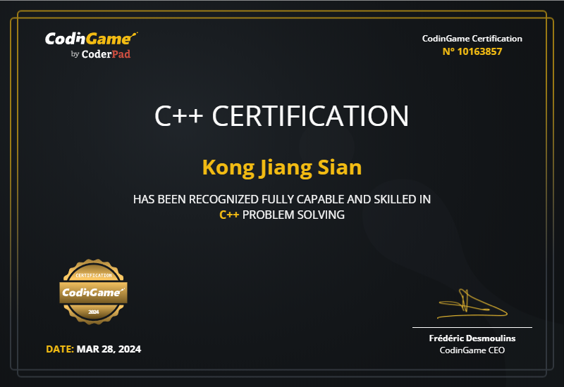 CodinGame Certification