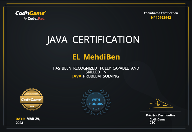 CodinGame Certification