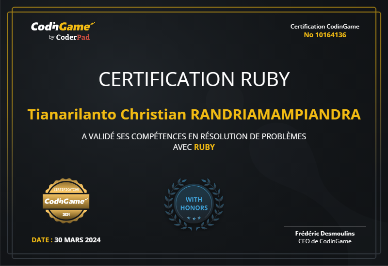 CodinGame Certification