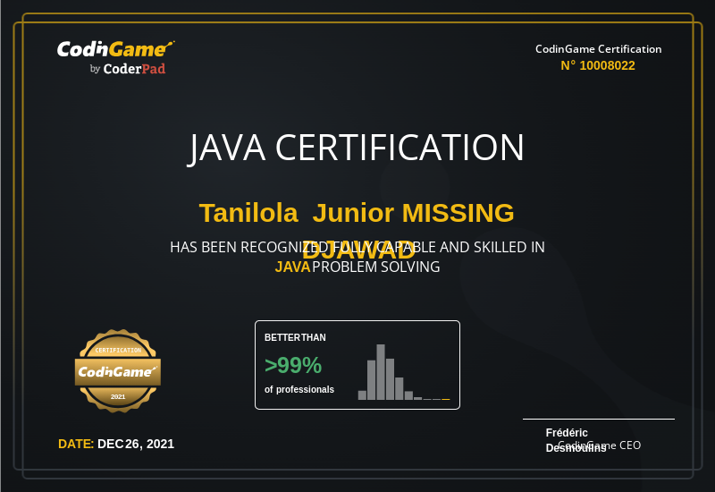 CodinGame Certification