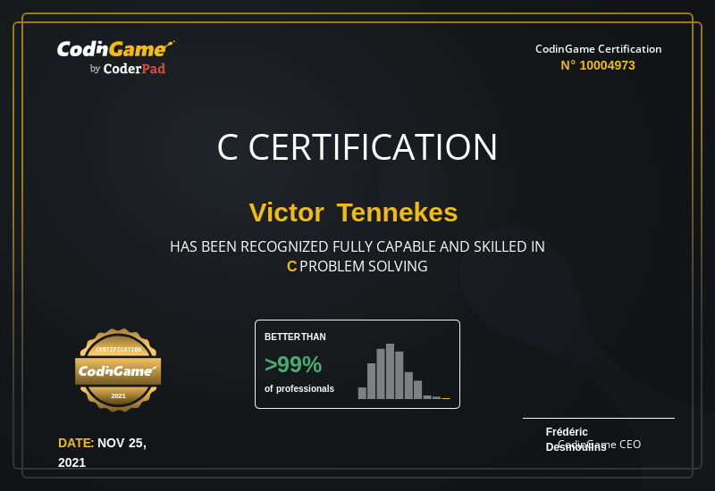 CodinGame Certification