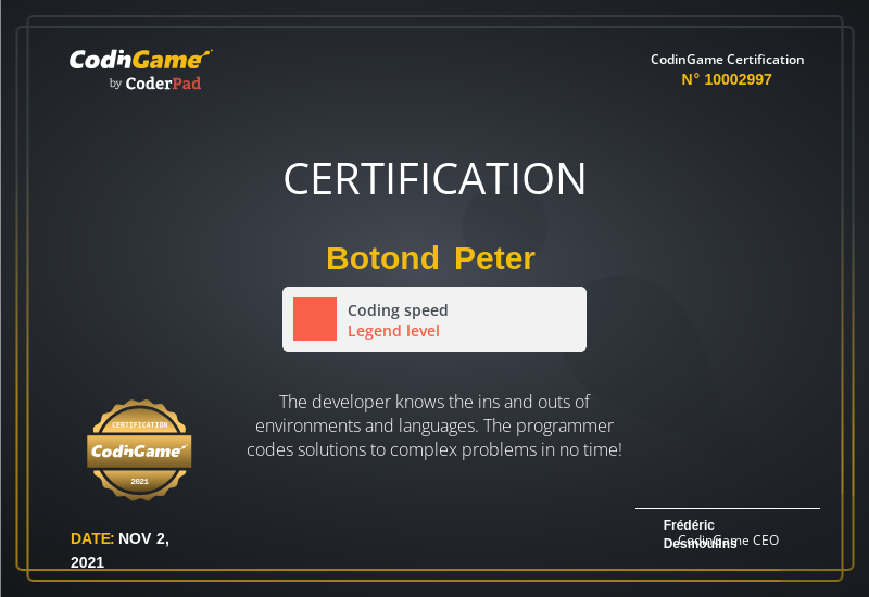 CodinGame Certification