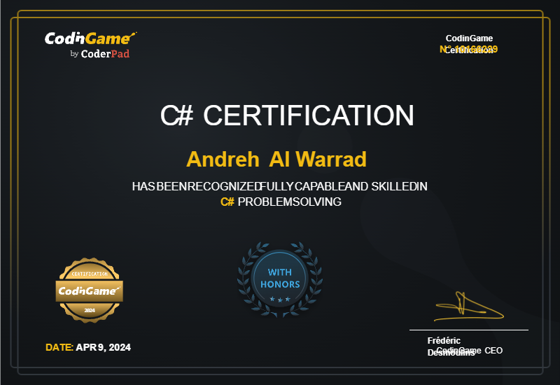 CodinGame Certification