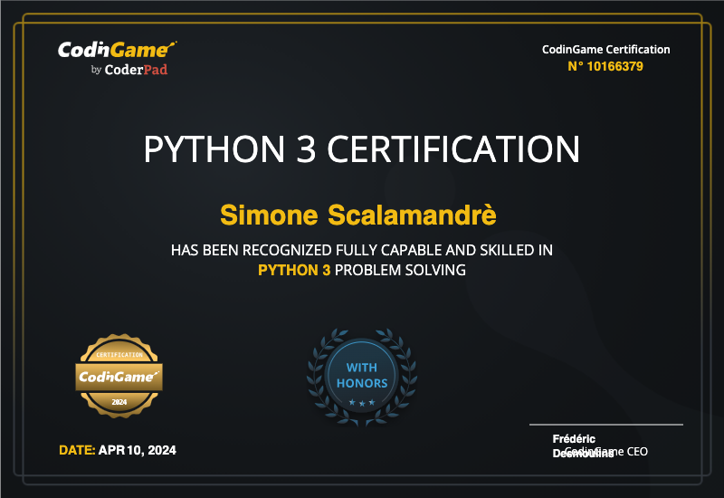 CodinGame Certification