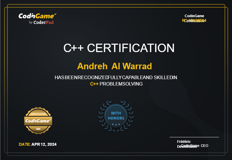 CodinGame Certification