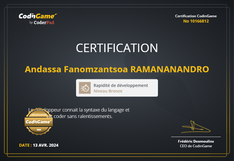 CodinGame Certification