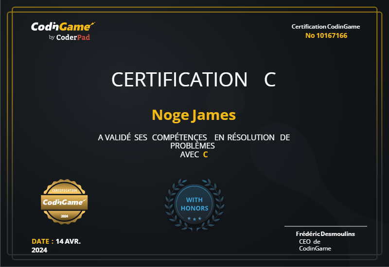 CodinGame Certification