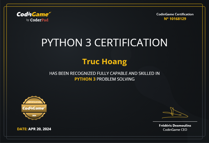 CodinGame Certification