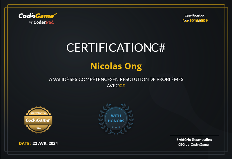 CodinGame Certification
