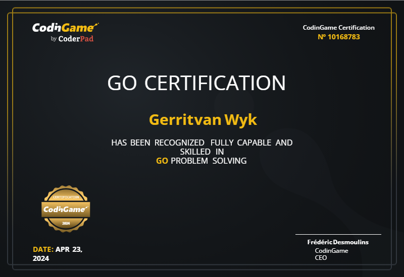 CodinGame Certification