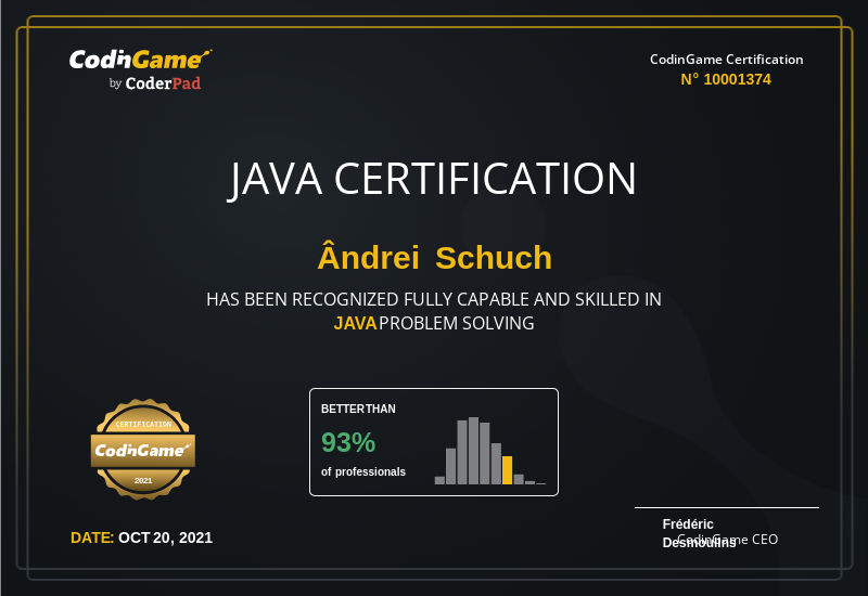 CodinGame Certification