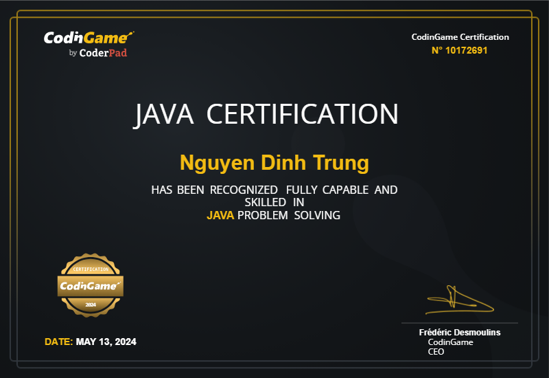 CodinGame Certification