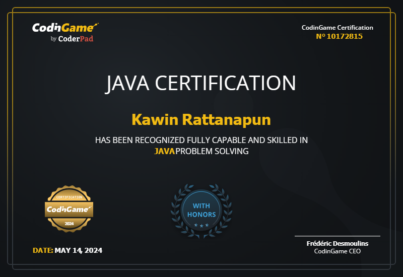CodinGame Certification