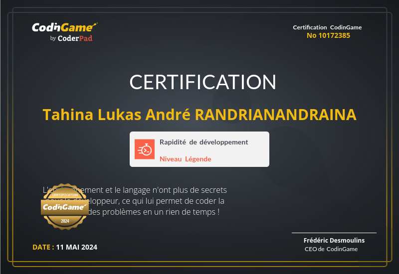 CodinGame Certification