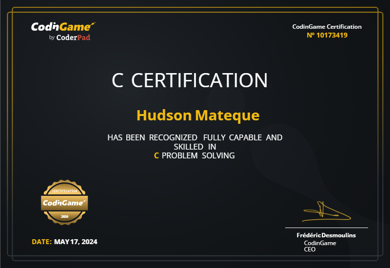 CodinGame Certification