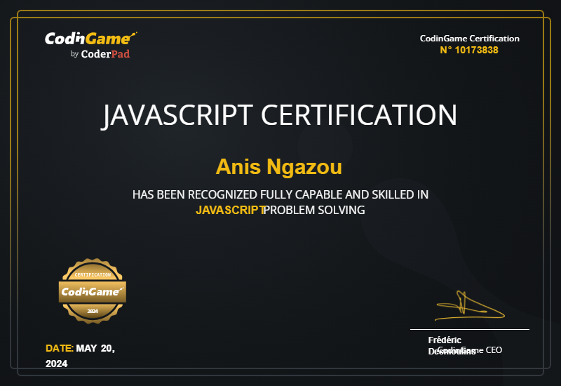 CodinGame Certification