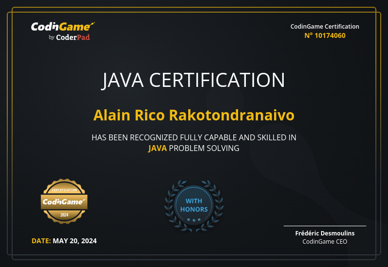 CodinGame Certification