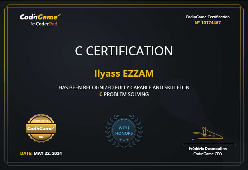 CodinGame Certification