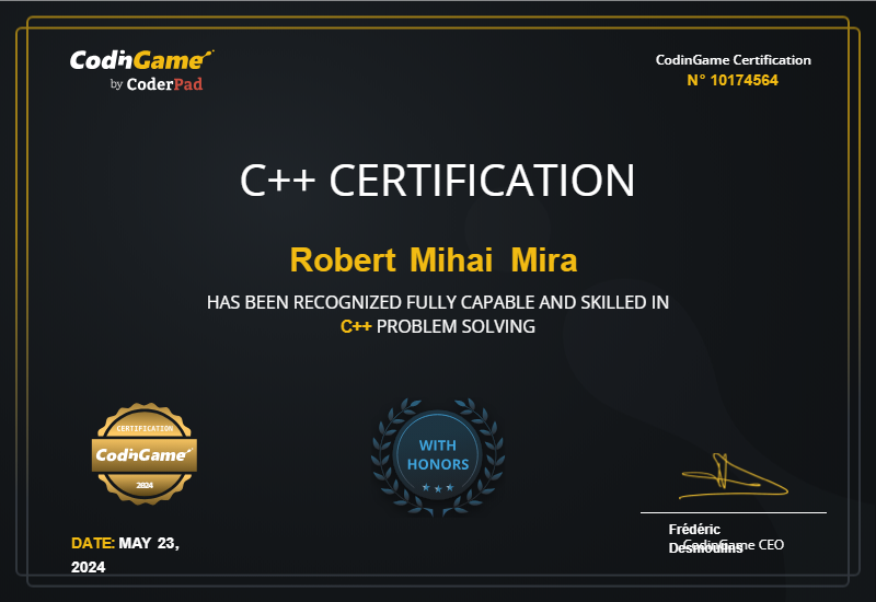 CodinGame Certification
