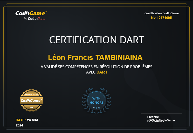 Codingame Certification