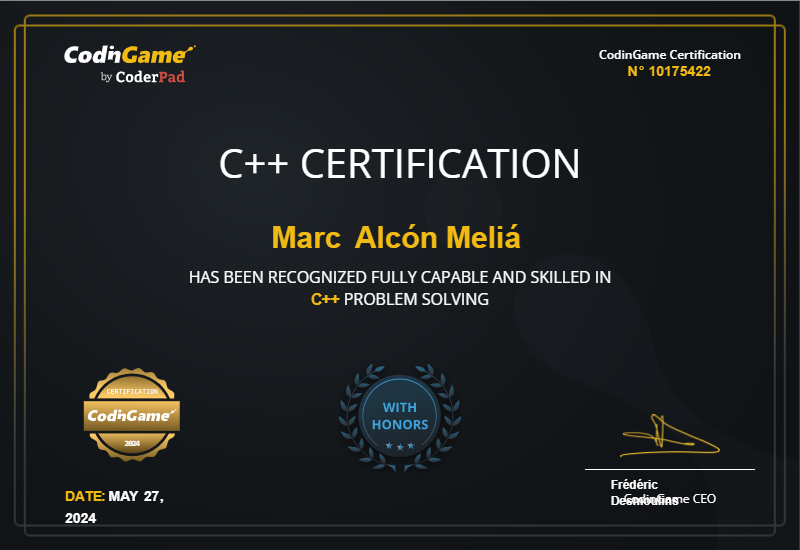CodinGame Certification