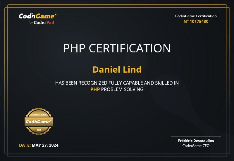 CodinGame Certification