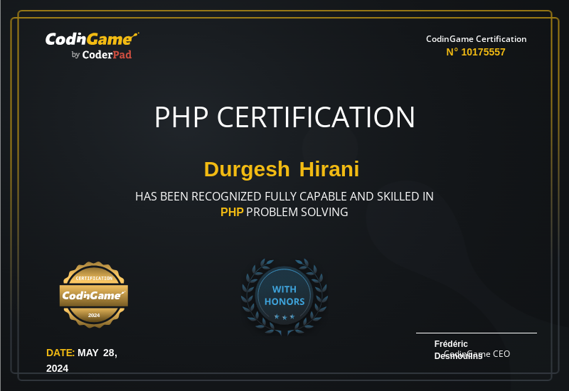 Codingame Certification
