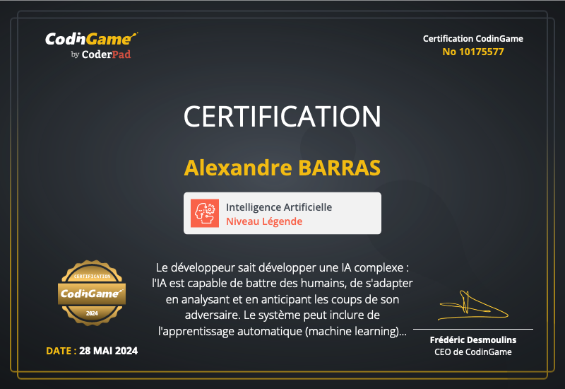 Codingame Certification