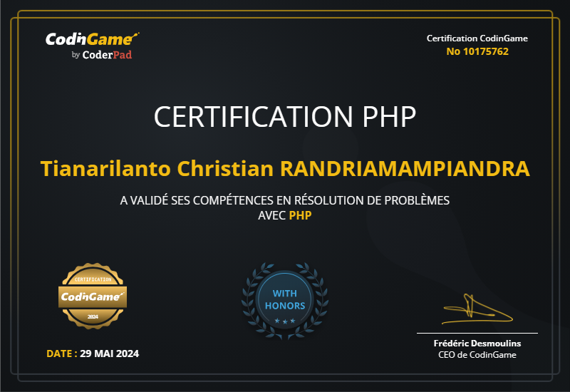 CodinGame Certification