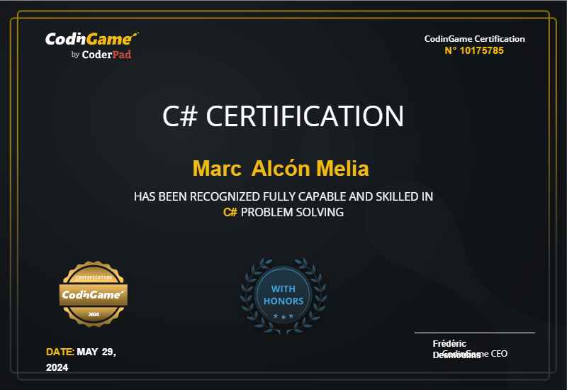CodinGame Certification