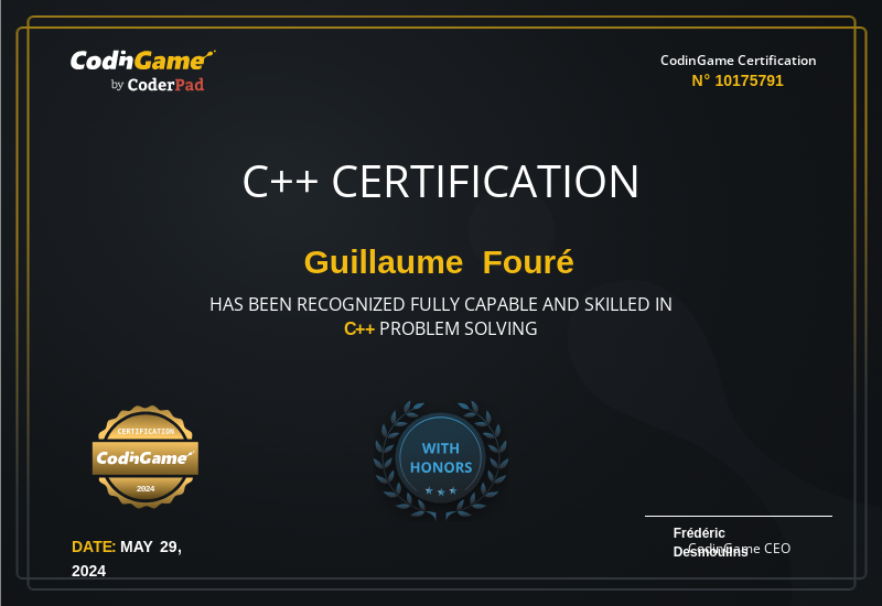 CodinGame Certification