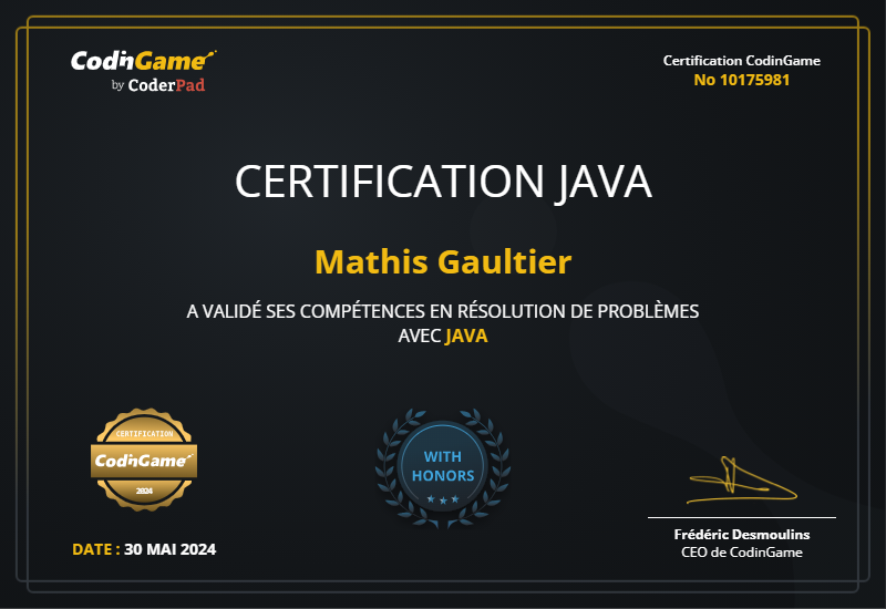 CodinGame Certification