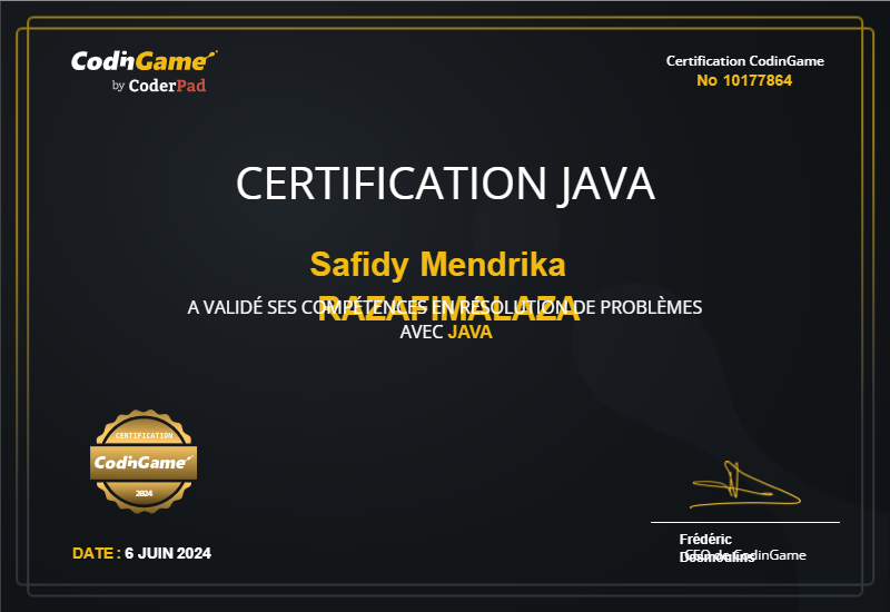 CodinGame Certification