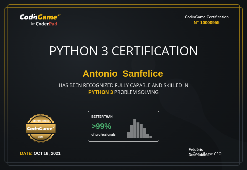 CodinGame Certification
