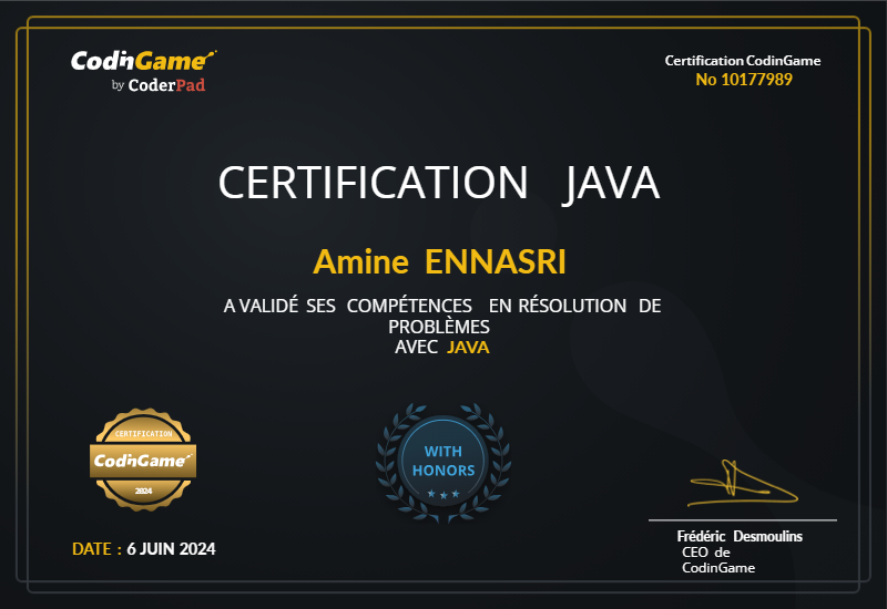 CodinGame Certification