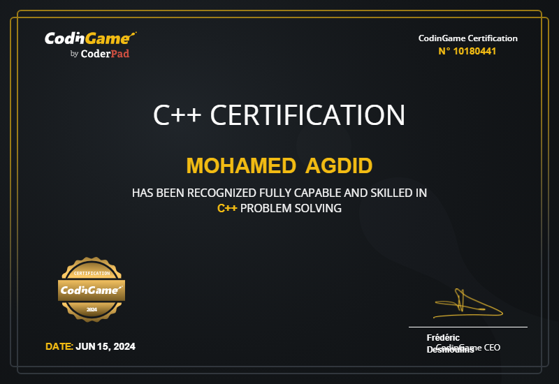 CodinGame Certification