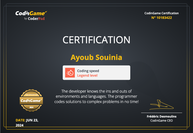 CodinGame Certification