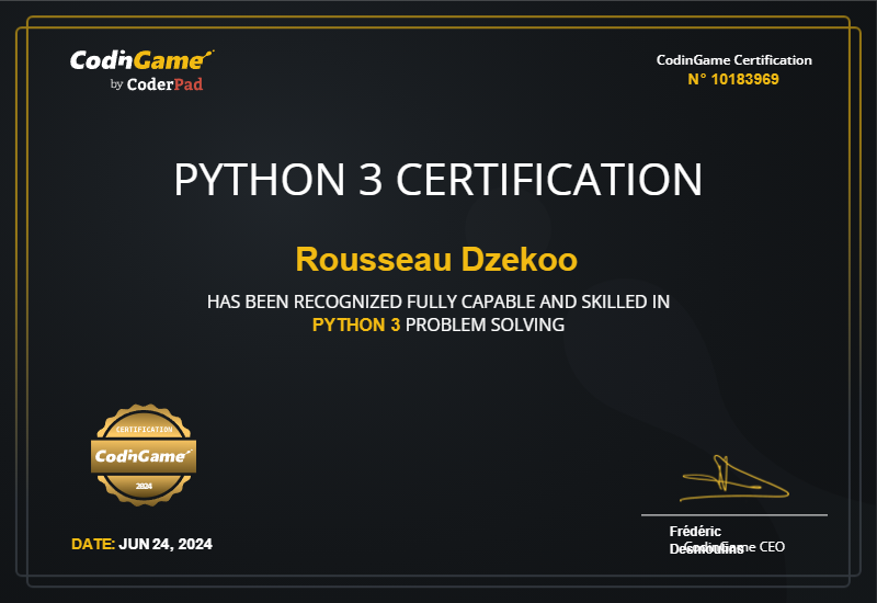 CodinGame Certification