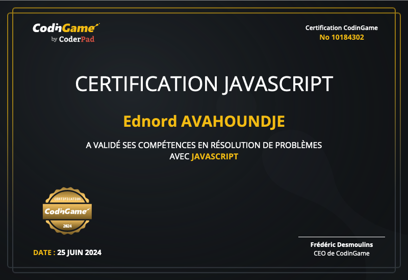 CodinGame Certification