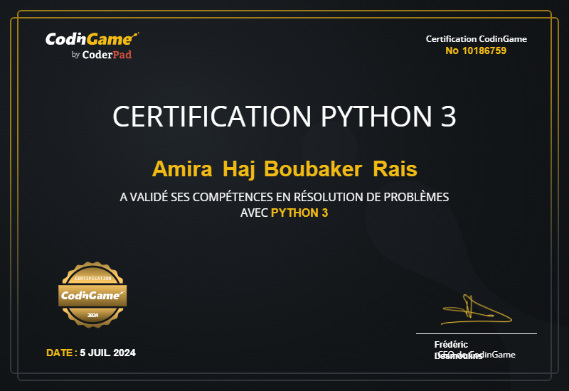 CodinGame Certification