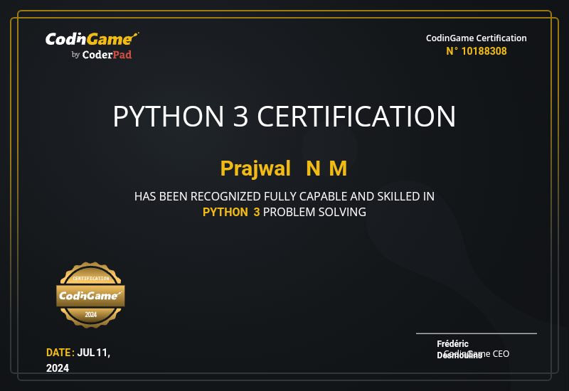 CodinGame Certification