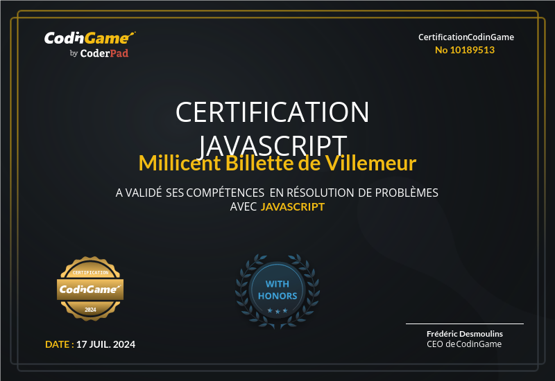 CodinGame Certification