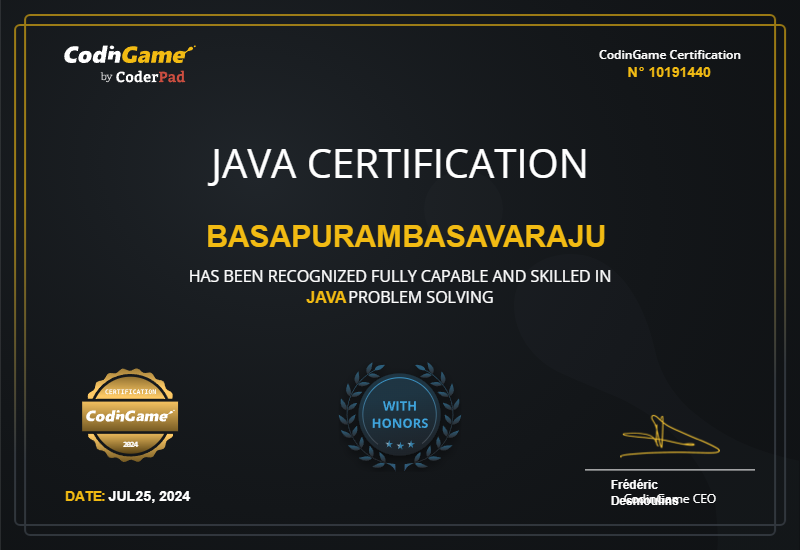 CodinGame Certification