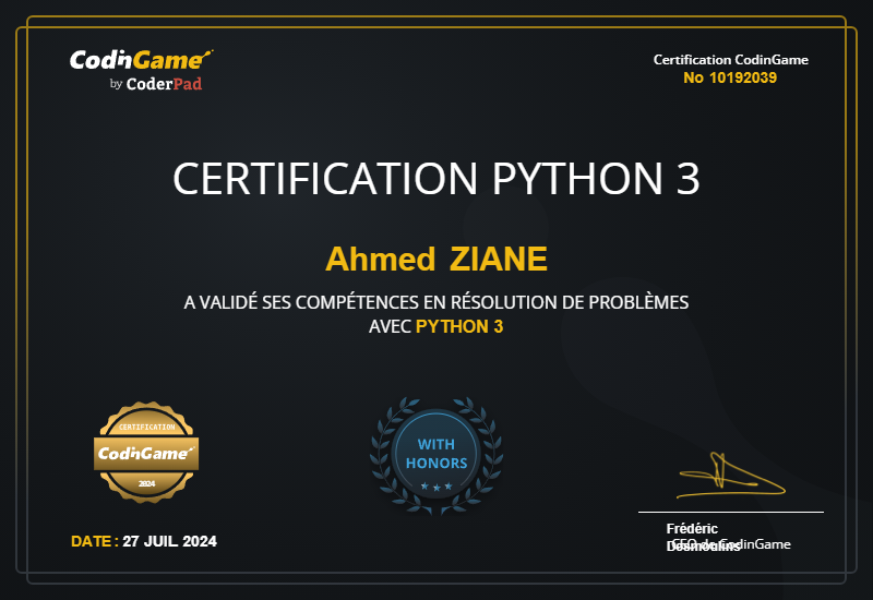 CodinGame Certification