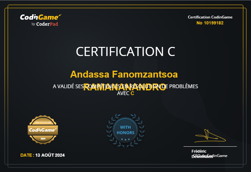 CodinGame Certification