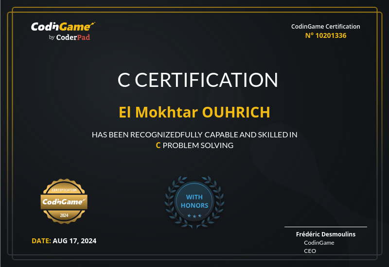 CodinGame Certification