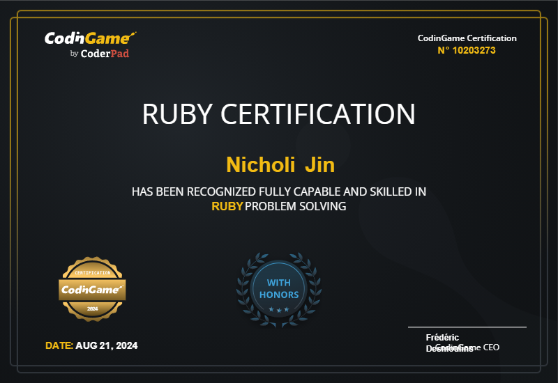 CodinGame Certification